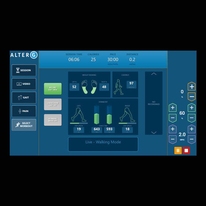 Rehabilitation software - STRIDE SMART - AlterG - reporting / recording ...