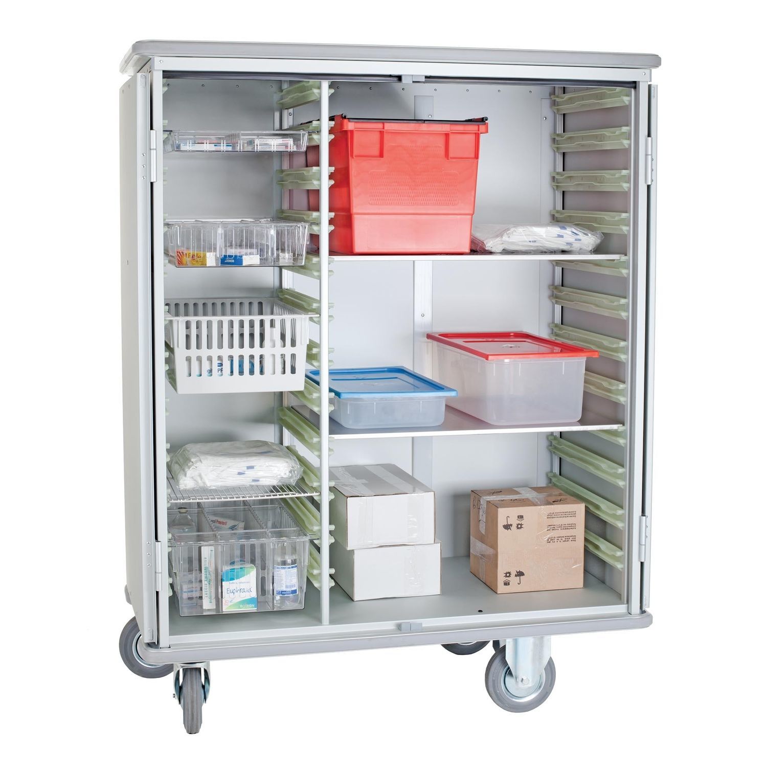 Hospital cabinet - 3150 CR - Alvi - with shelf / on casters / with basket
