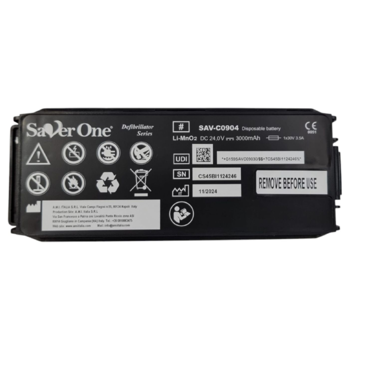 Defibrillator battery - SAV-C0904 - A.M.I. ITALIA - lithium / compact