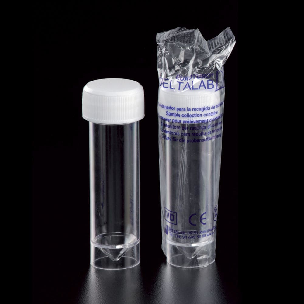 Polystyrene sample container - 309202 - Deltalab - with screw cap