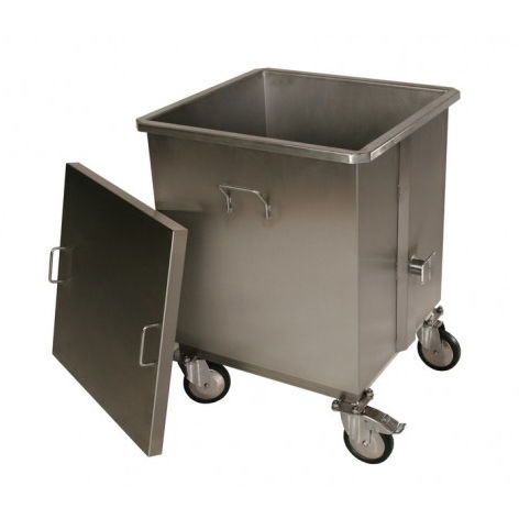 Stainless steel waste bin - Funeralia - on casters / for veterinary ...