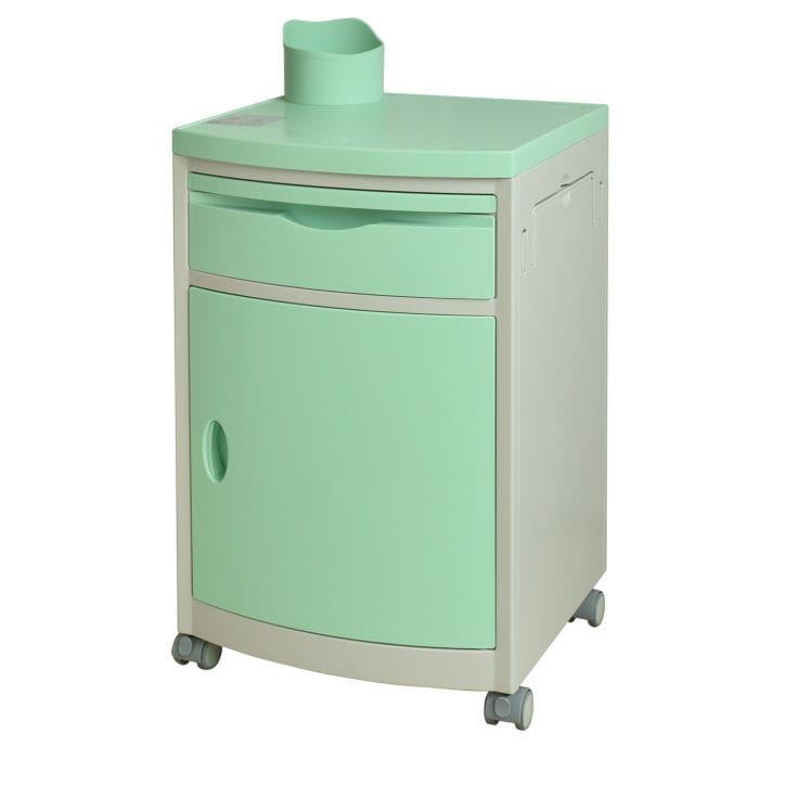 Bedside table with wardrobe - G01 - Hopefull Medical Equipment - on casters