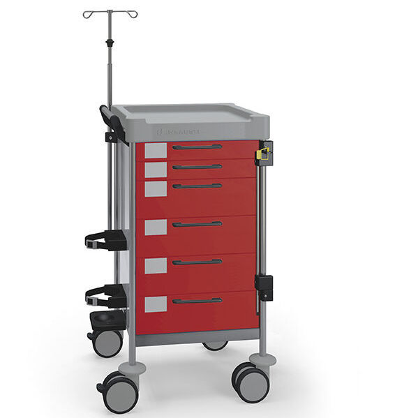 Emergency trolley - Q222 R - Insausti - stainless steel / 6-drawer ...