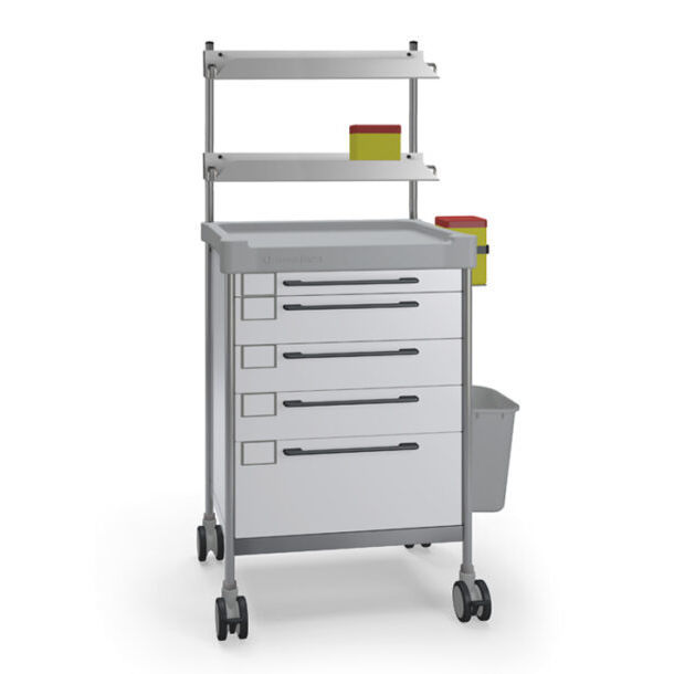 Multi-function trolley - 3157 W - Insausti - stainless steel / 5-drawer / with side bin