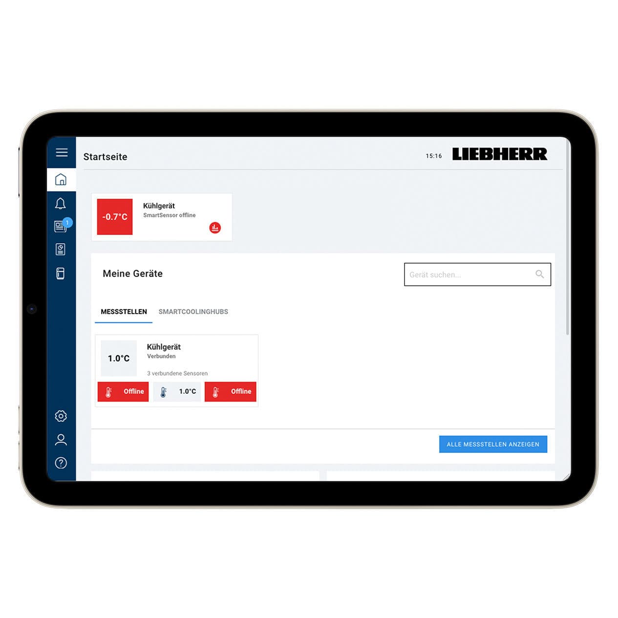 Laboratory monitoring system - SmartMonitoring - Liebherr - with touchscreen