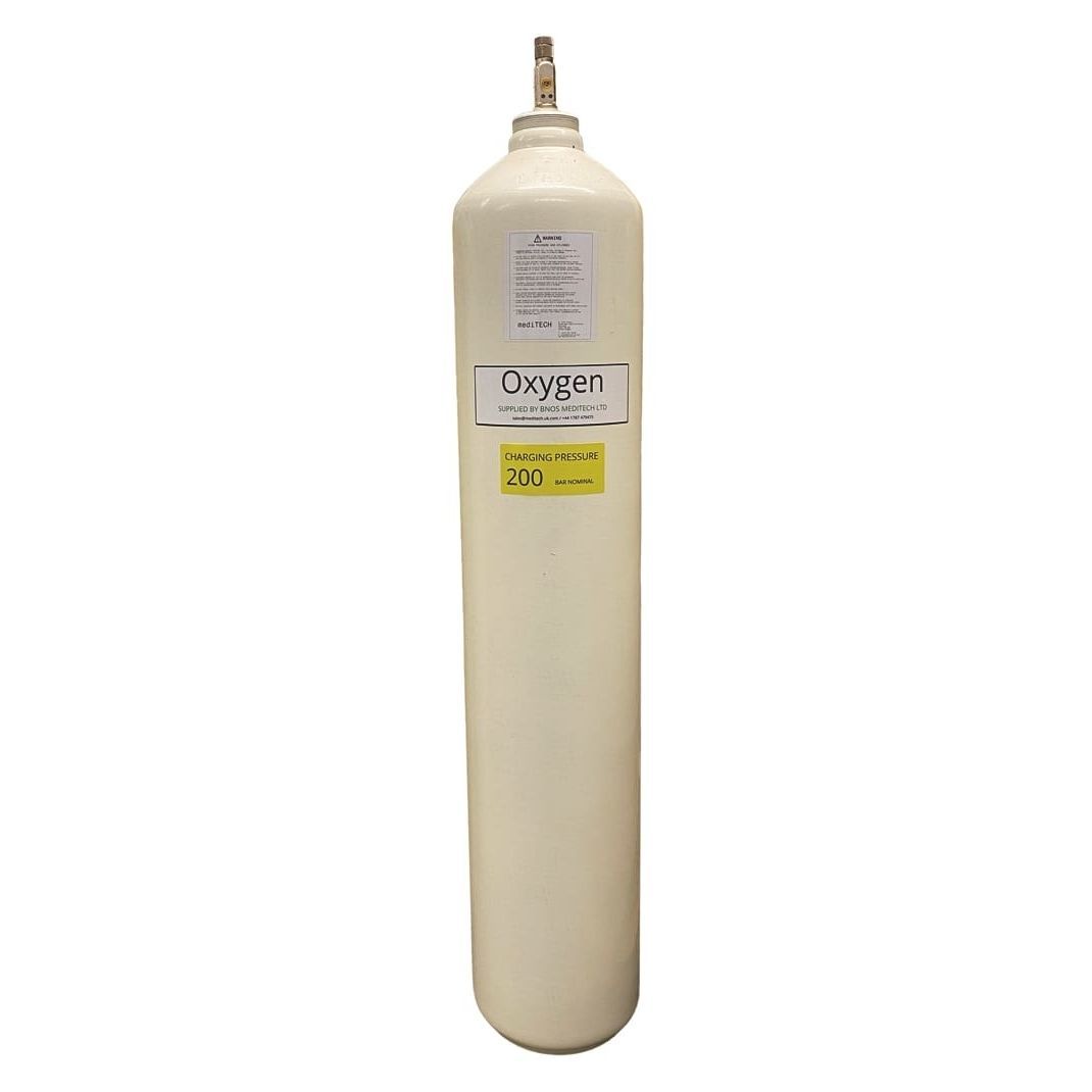 Oxygen medical gas cylinder - Meditech - stainless steel / white