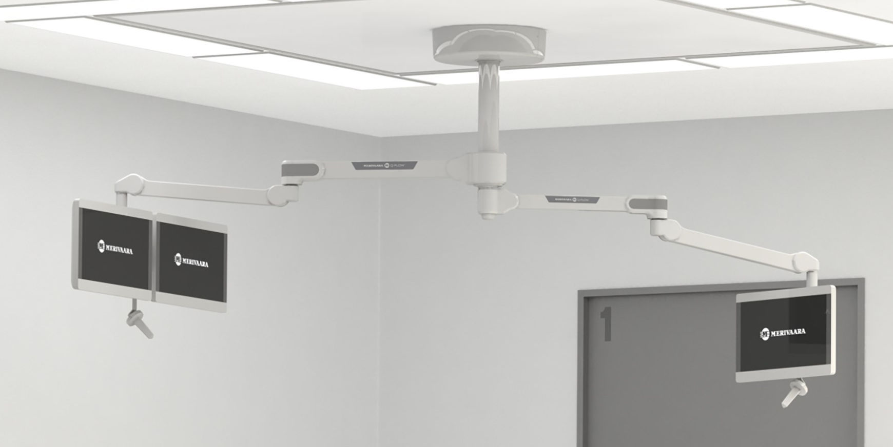 Lamp support arm - DUO - Merivaara - surgical / ceiling-mounted