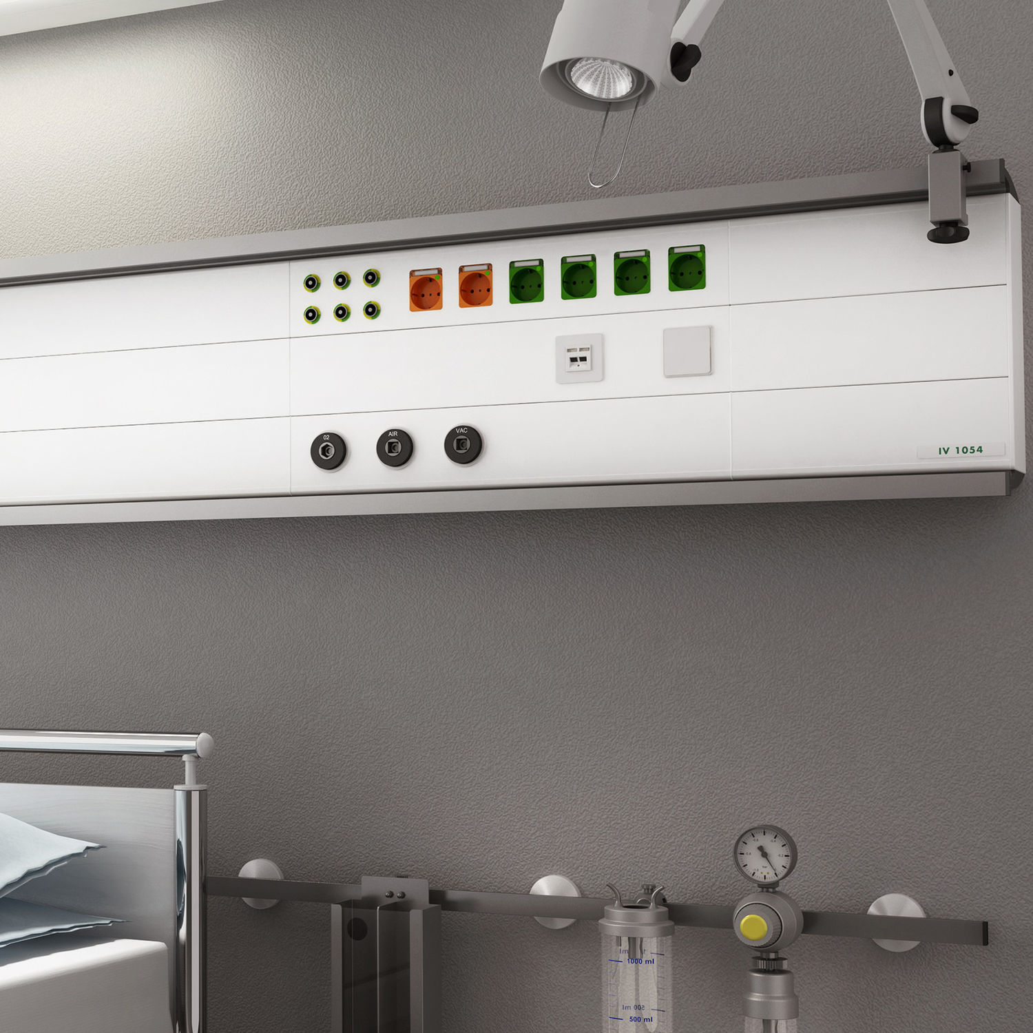 Wall-mounted bed head unit - IV 1054 - Modul technik - horizontal / for ...