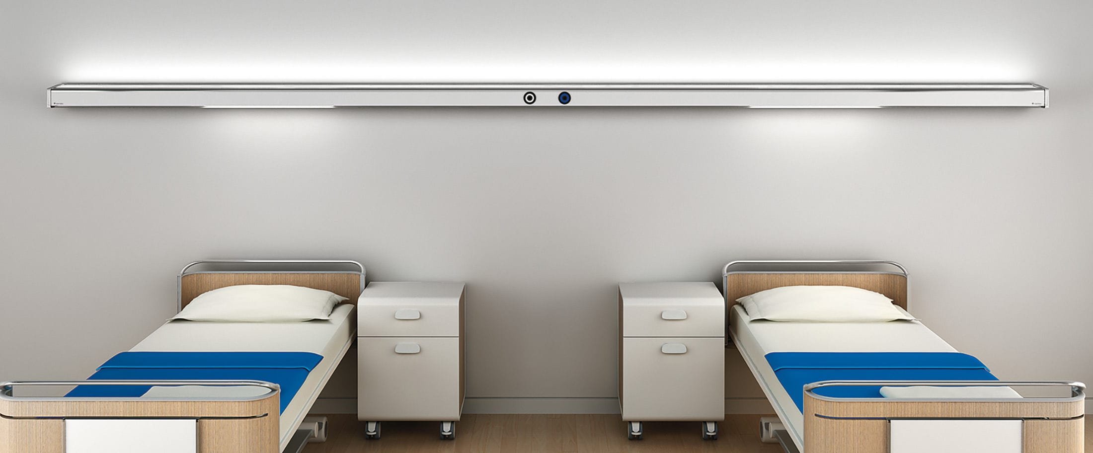 Wall-mounted bed head unit - sinus - Modul technik - horizontal / for ...