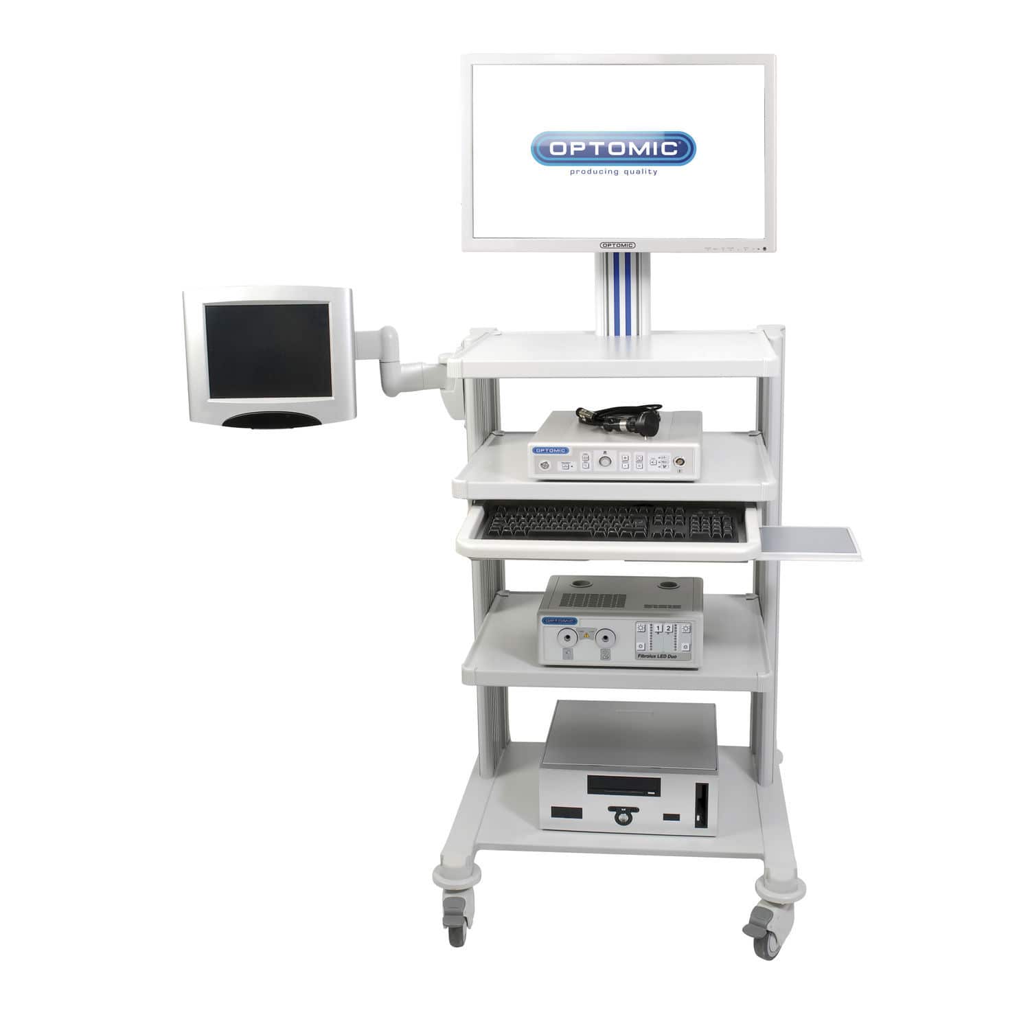 Endoscopy trolley - PROFESSIONAL - OPTOMIC - medical / 3-drawer / mobile