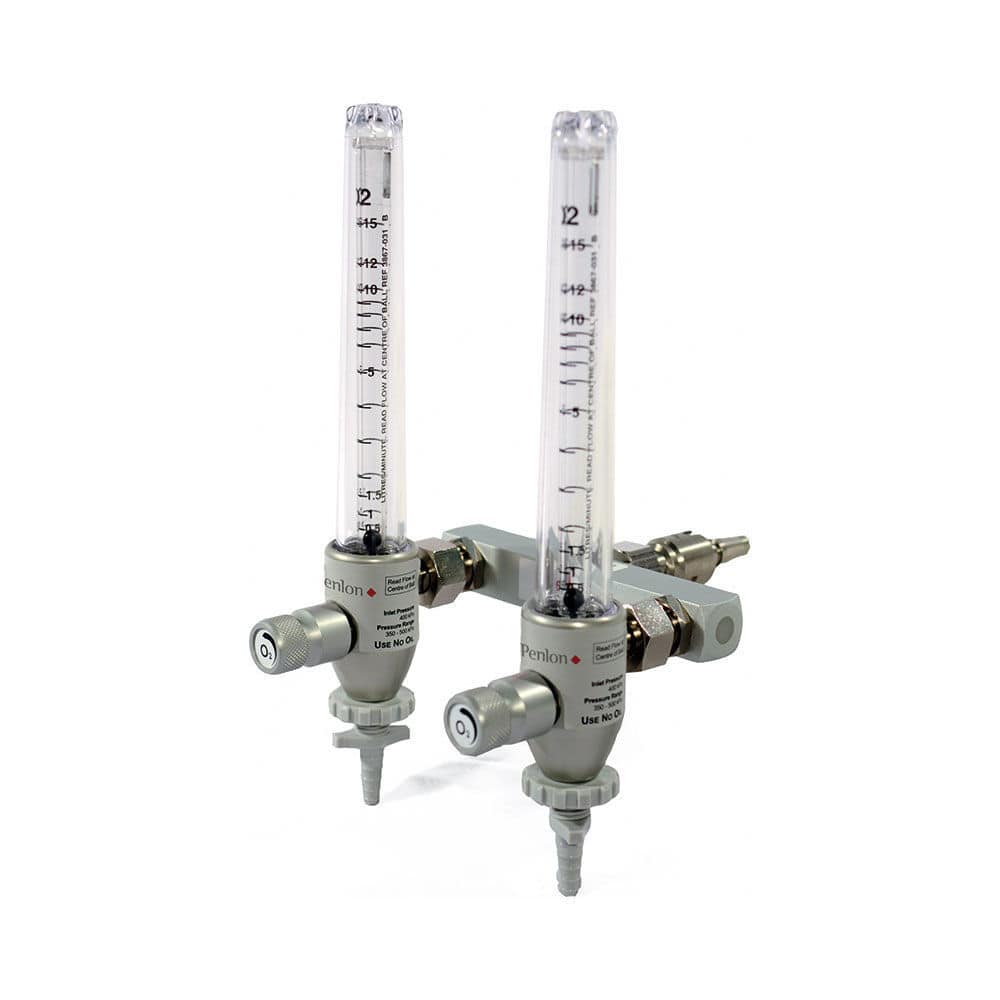 Variable-area flow meter - Twin - Penlon - double / oxygen / air