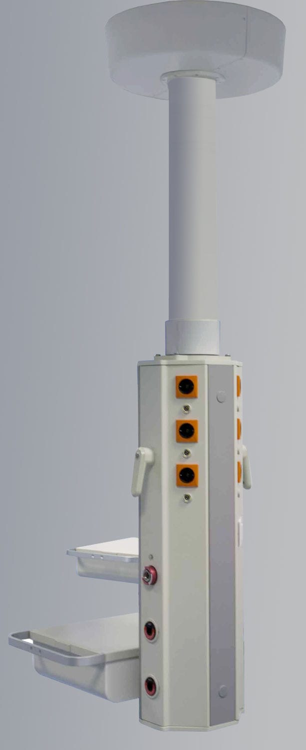 Double medical pendant - Tedisel Medical - ceiling-mounted / articulated / with column