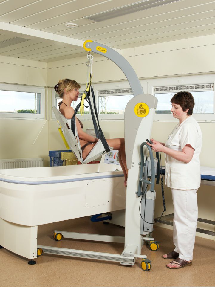 Patient lift sling-seat - PVC - Handi-Move - toilet / with head support
