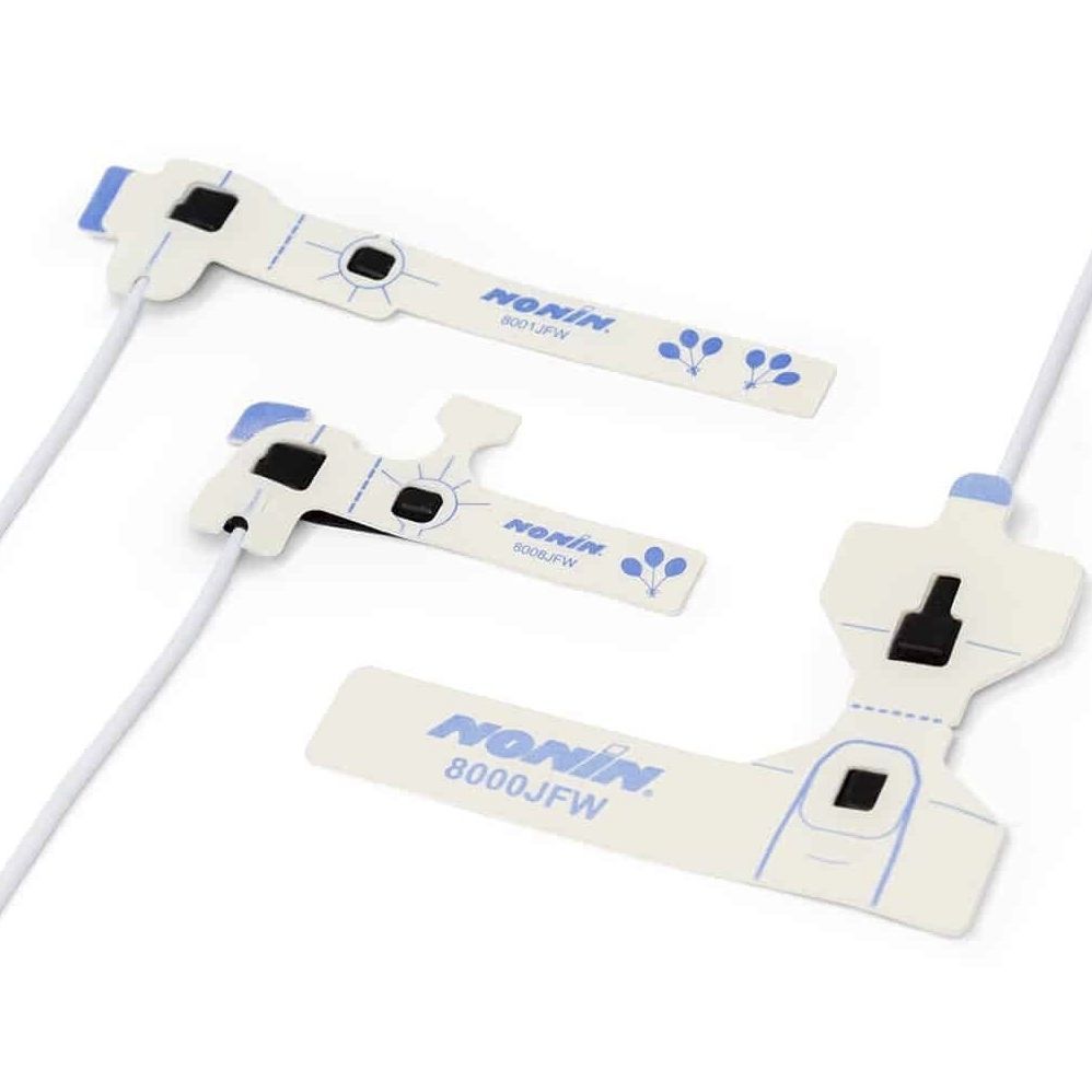 Fingertip SpO2 sensor - 8000J - Nonin - foot / adhesive / latex-free