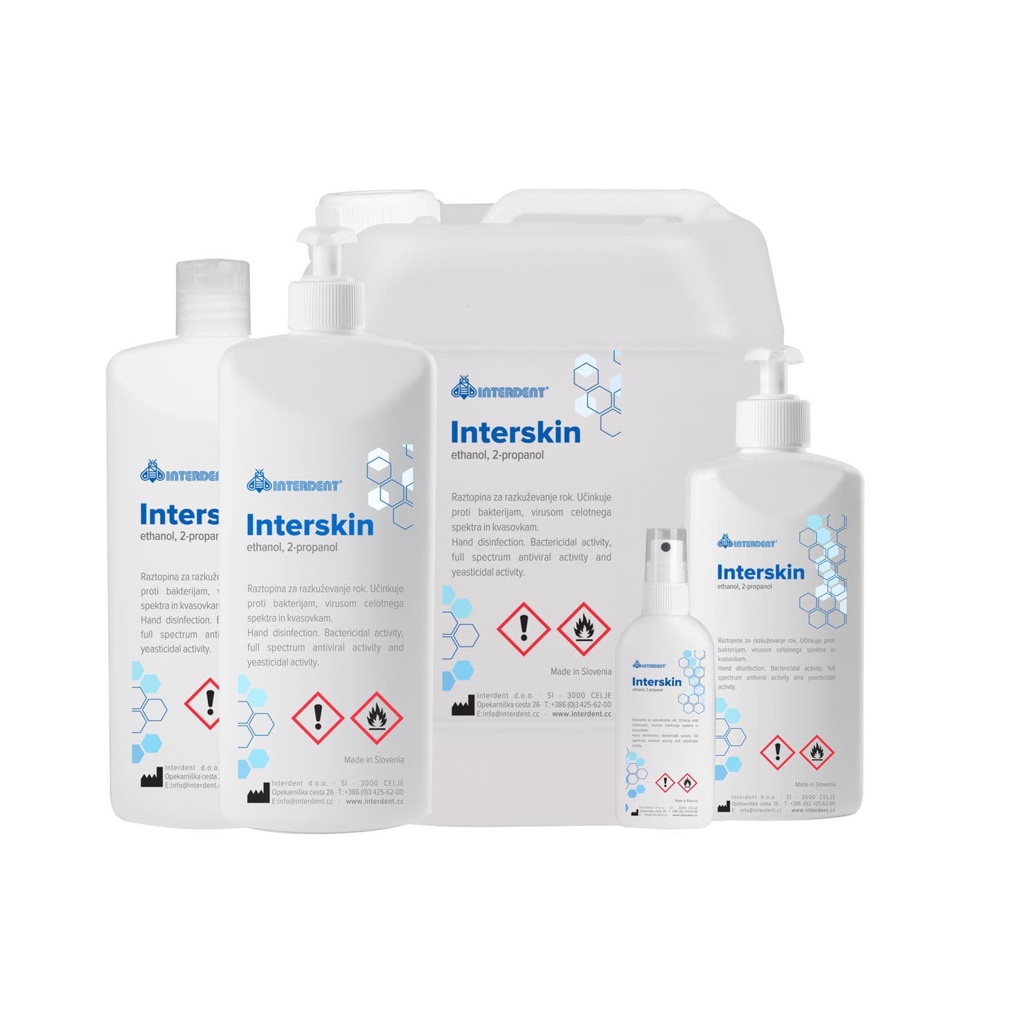 96% hand sanitizer - INTERSKIN - Interdent - 500 mL / 1000 mL / 5000 mL