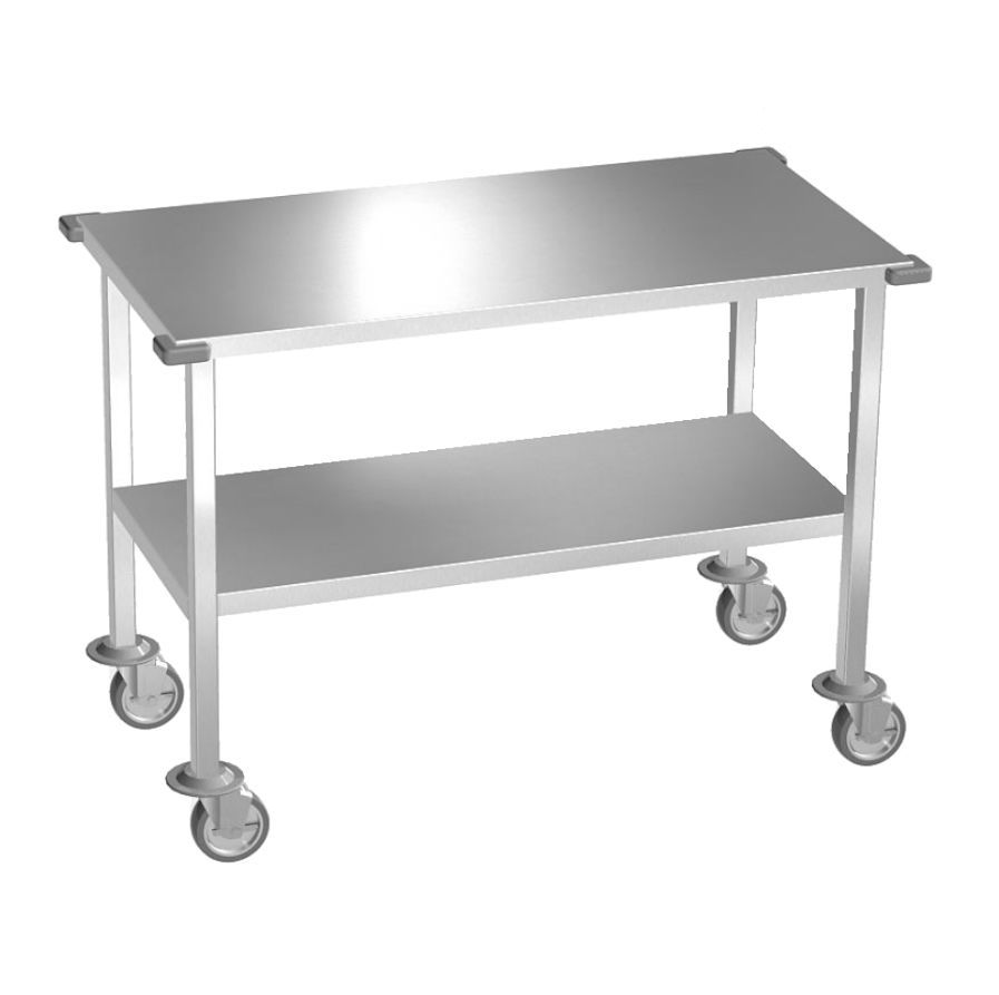 Work table - Infinium - rectangular / on casters / stainless steel