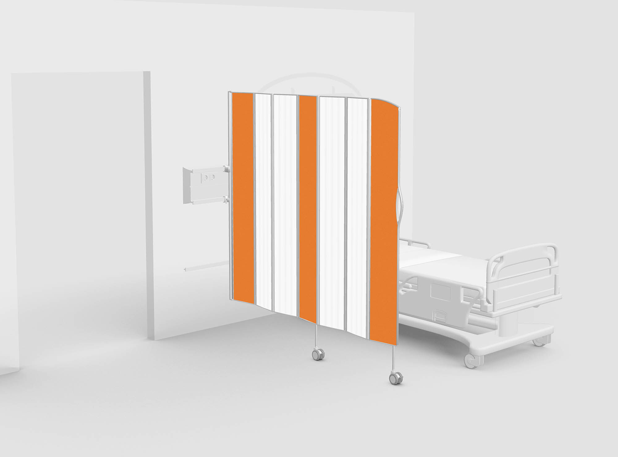 Folding hospital privacy screen - 06307-DD-M - Silentia - 7-panel