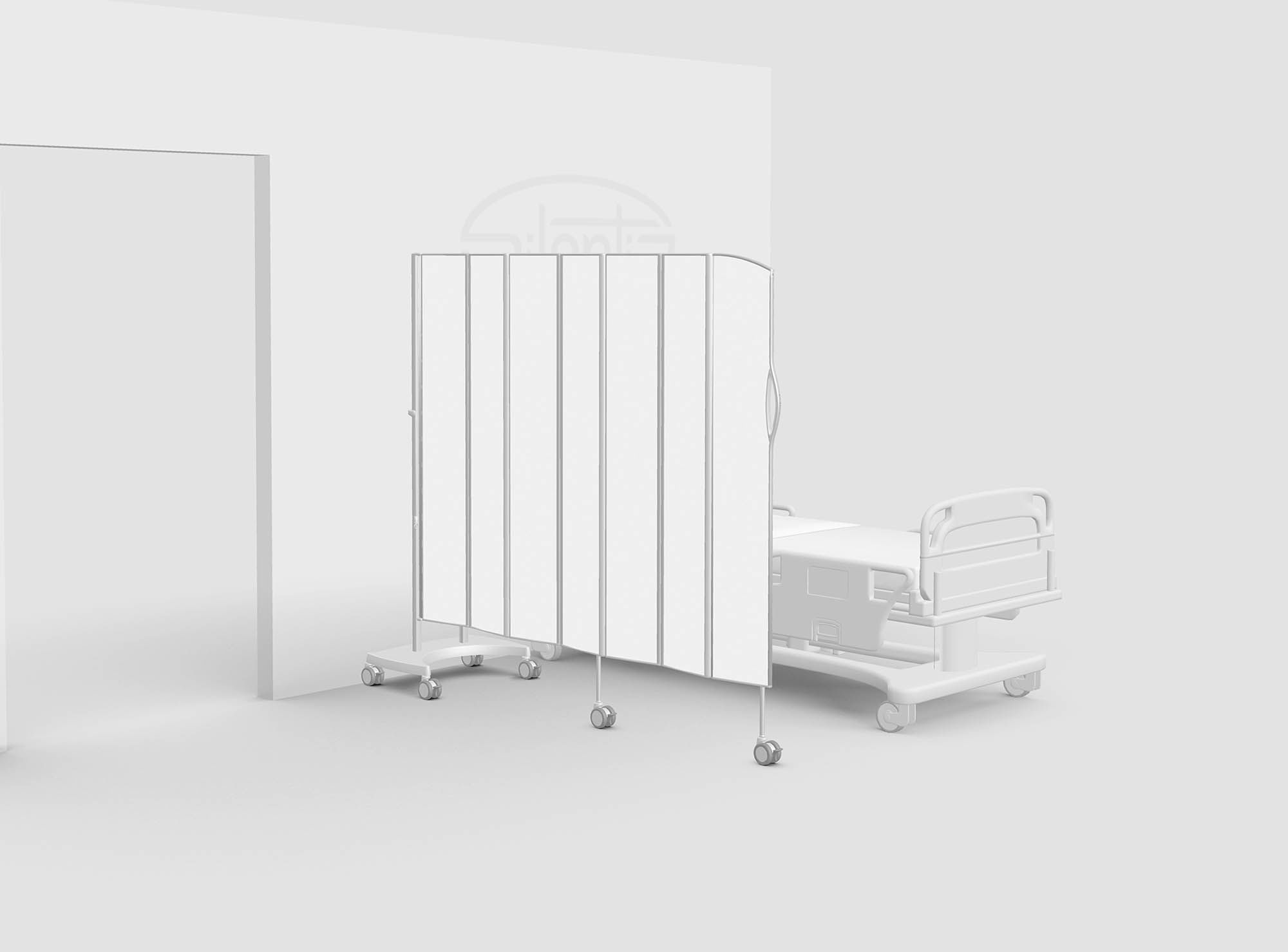 Mobile hospital privacy screen - 06207-W - Silentia - folding / 7-panel