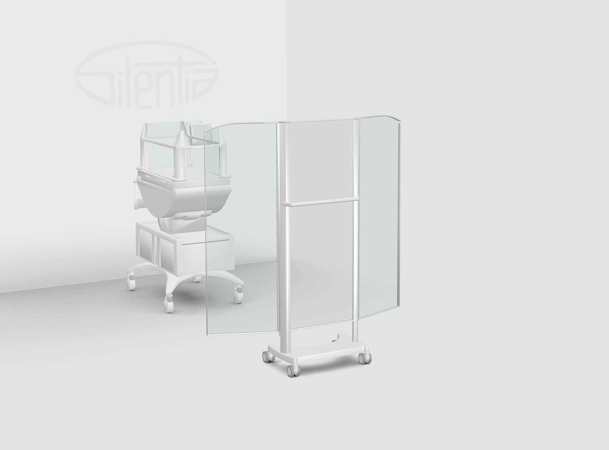 Mobile hospital privacy screen - 06522-CP - Silentia - 3-panel