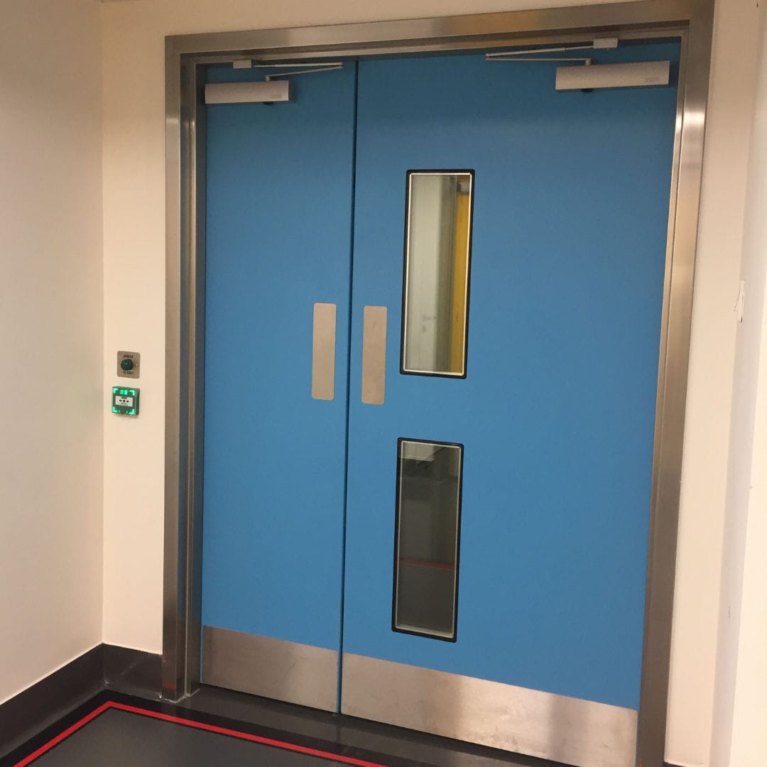 Protection door - Dortek - for healthcare facilities / sliding