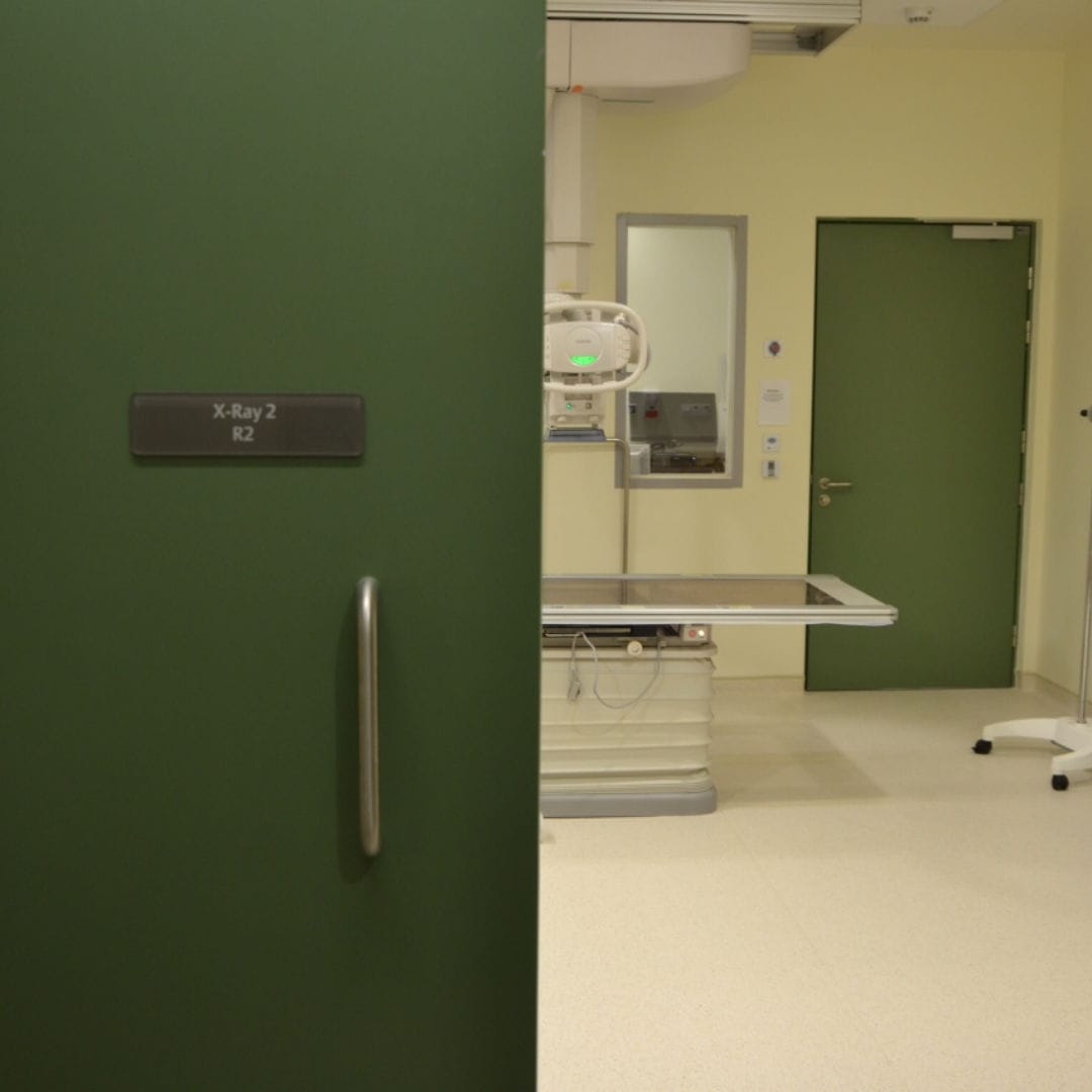 Protection door - FRP - Dortek - hospital / sliding