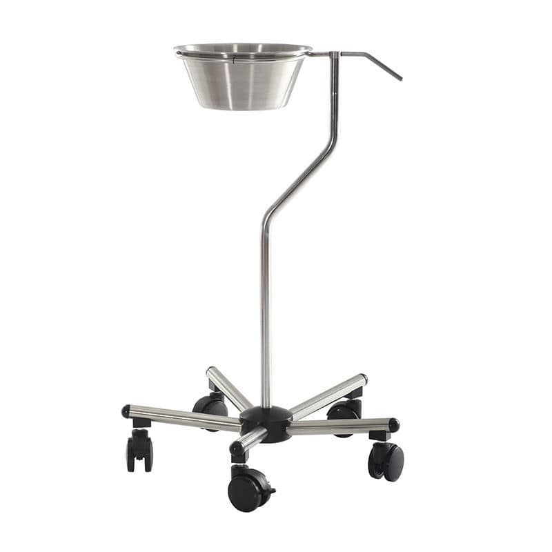 Trolley-mounted surgical basin stand - MSK 7040 - MIXTA - stainless steel