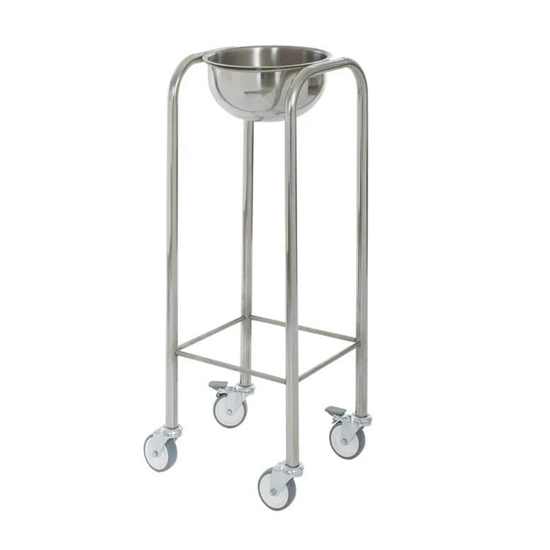 Trolley-mounted surgical basin stand - MSK 7011 - MIXTA - stainless steel