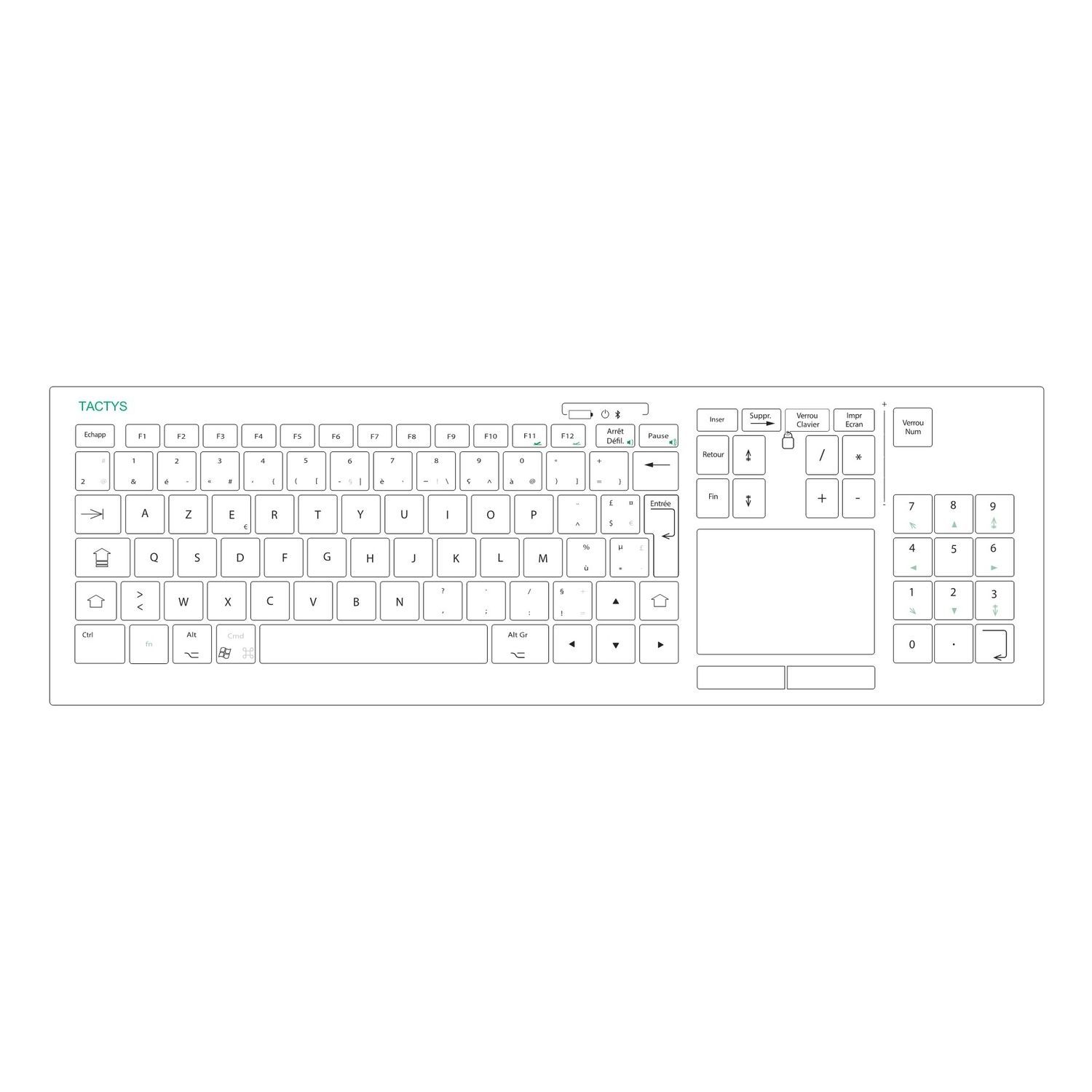 Medical keyboard with touchpad - SLIM 1023 - TACTYS - with numeric ...