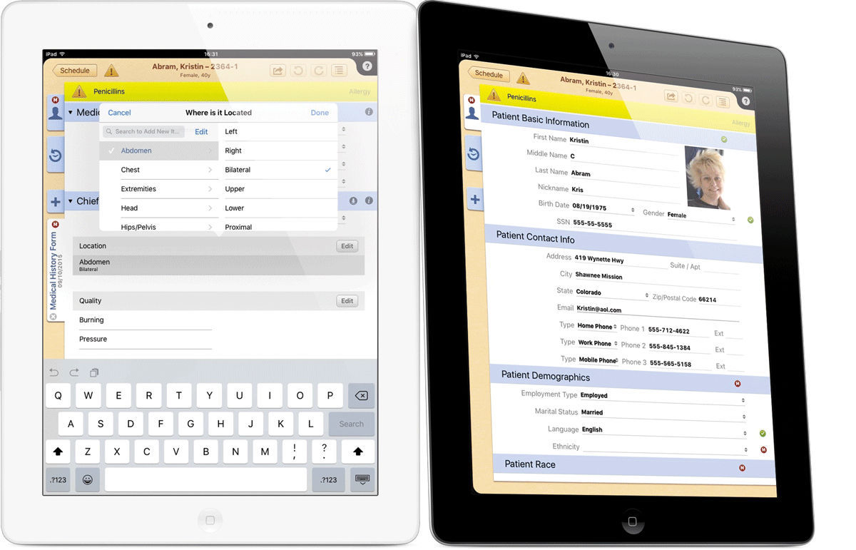 EHR iOS application - iEHR - MacPractice - management / for tablet PC
