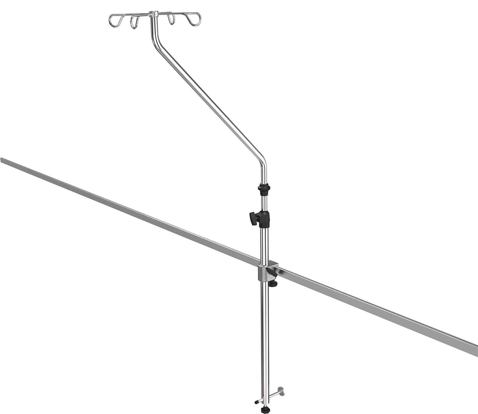 Rail-mounted IV pole - Sostel - 4-hook / stainless steel