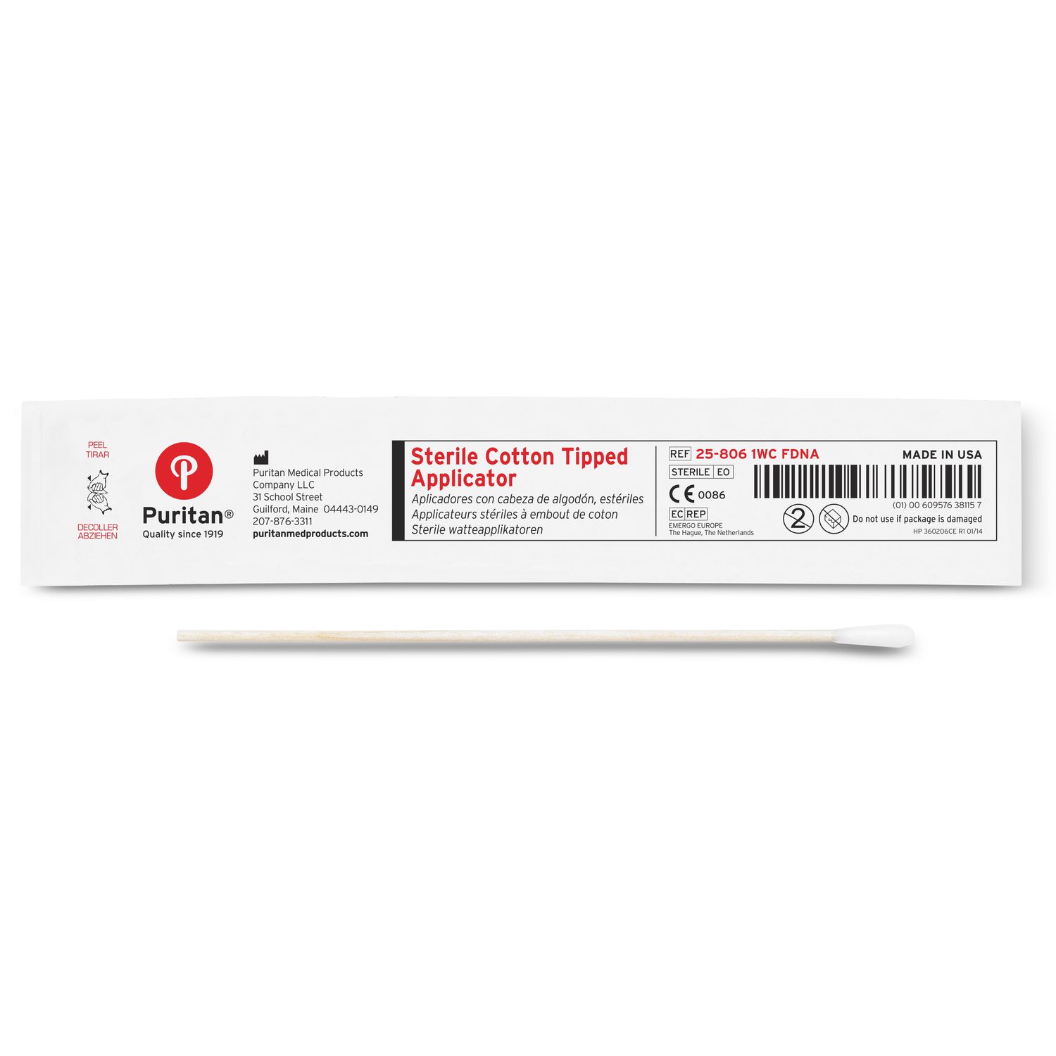 DNA sampling swab - 25-806 1WC FDNA - Puritan Medical Products - cotton ...