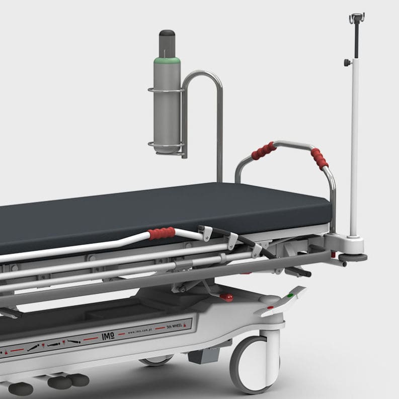 Rail-mounted IV pole - IMO - 4-hook / telescopic / stainless steel