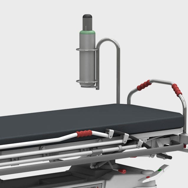 Oxygen cylinder holder - IMO - bed-mounted / stainless steel