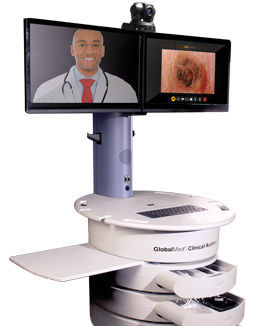 Height-adjustable telemedicine cart - ClinicalAccess® - GlobalMed - with drawer / battery ...