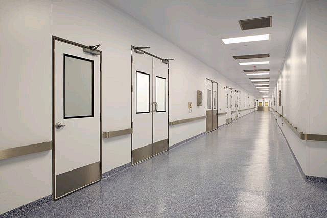 Clean room door - ClearSphere - swing / PVC-coated / double