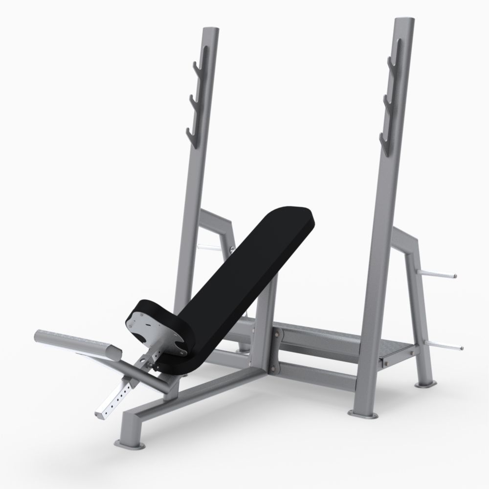Inclined weight training bench - BC33 - LAROQ - with barbell rack