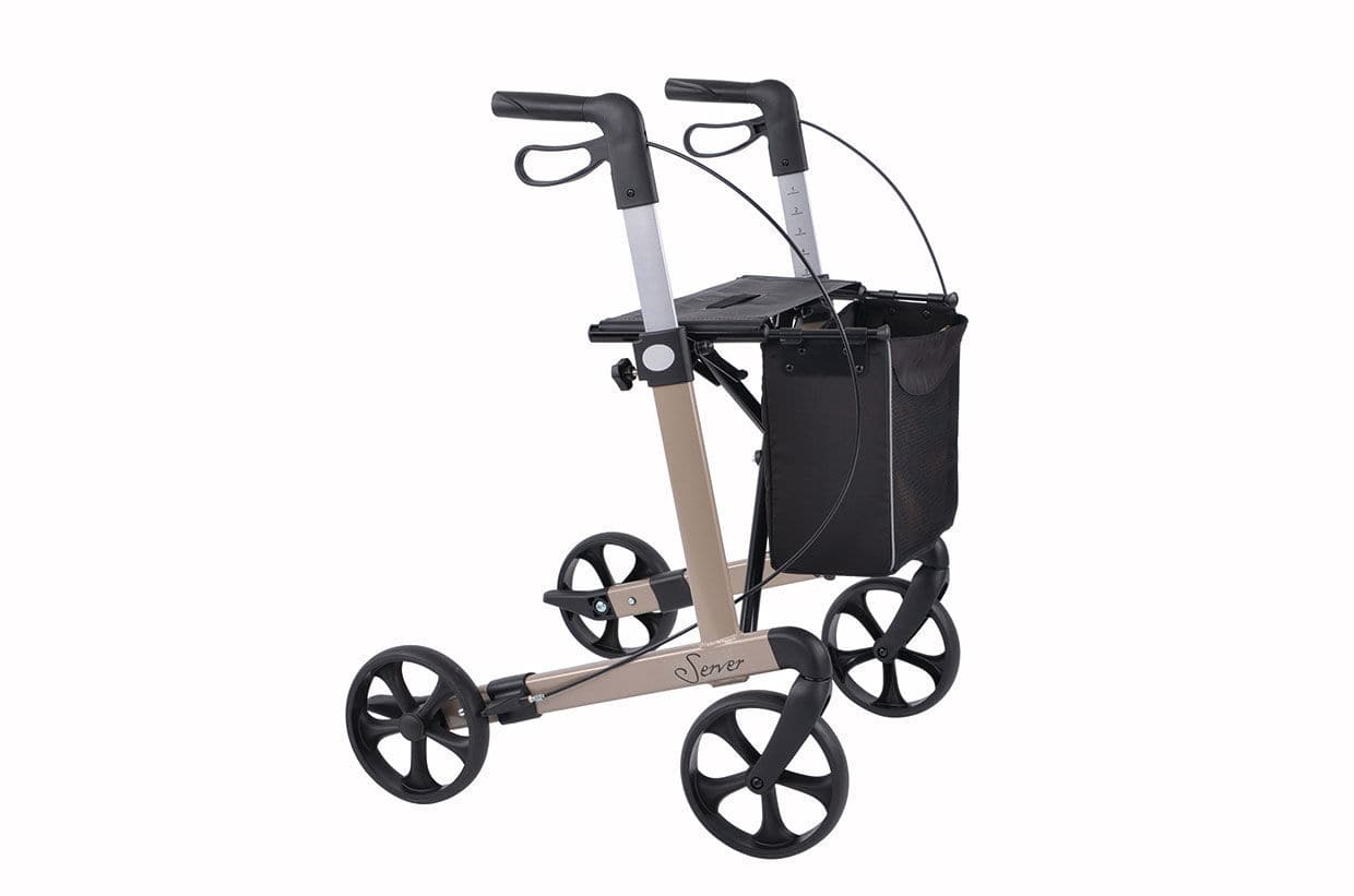 4-caster rollator / with seat / with basket / folding - Server ...
