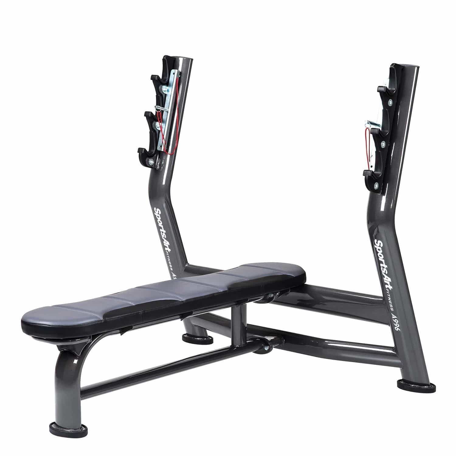 Flat weight training bench - A996 - SportsArt Fitness - with barbell rack