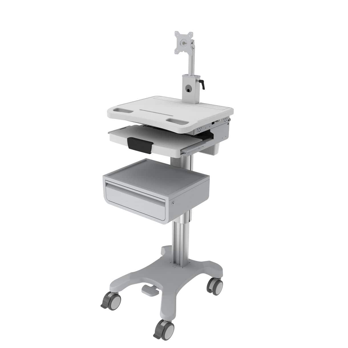 Computer cart with drawer - BA-003FT - Rollsys - height-adjustable