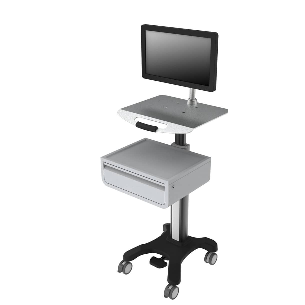 Computer cart with drawer - BAA-005T - Rollsys - height-adjustable