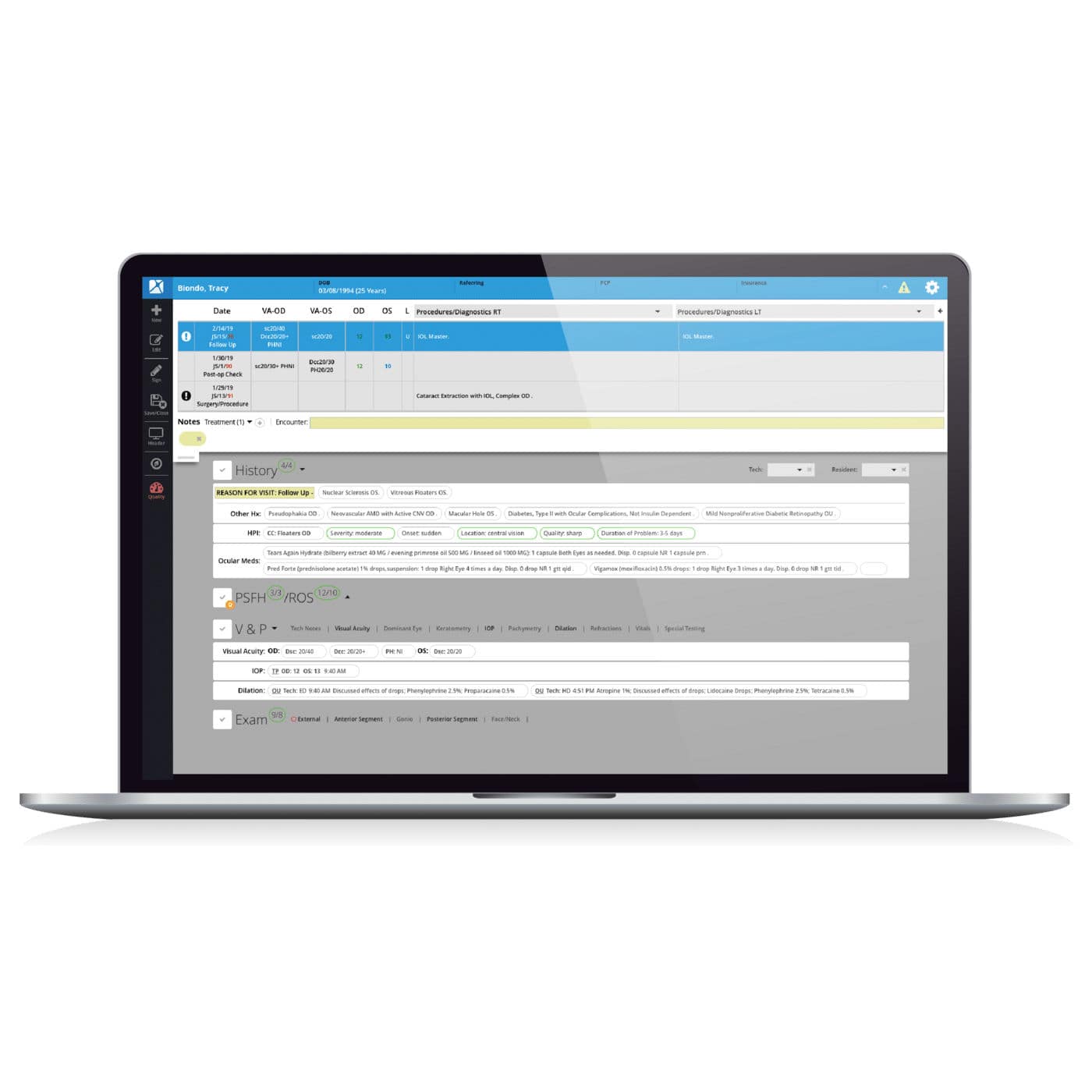 Ophthalmology software - IntelleChartPRO - Nextech - patient data ...