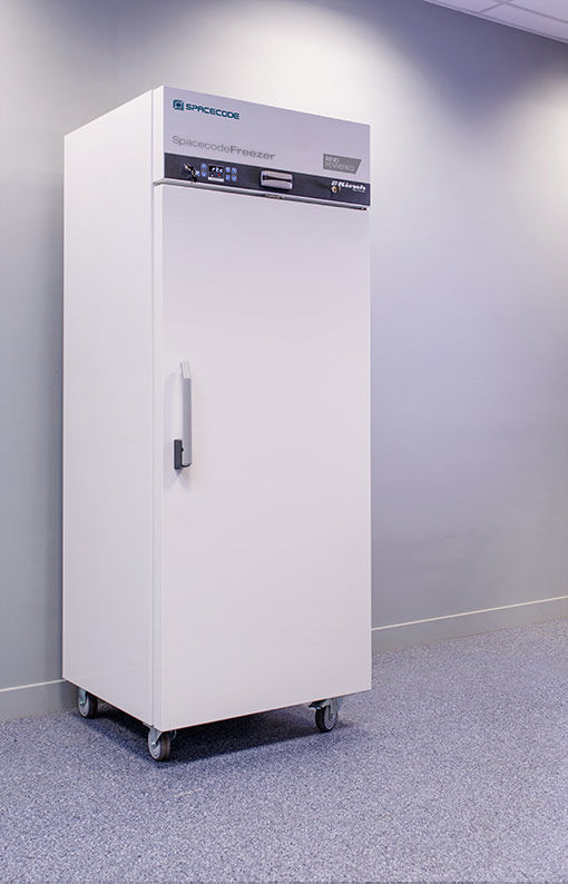 RFID technology freezer - Spacecode SA - blood bank / cabinet / 1-door