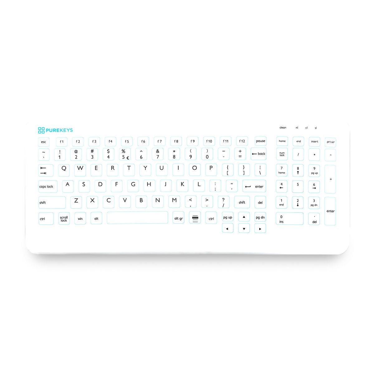 Medical keyboard with numeric keypad - Compact - Purekeys - silicone ...
