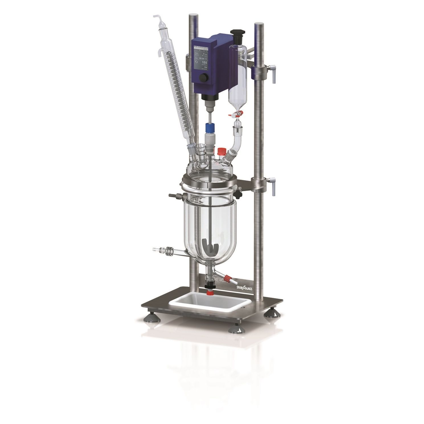Laboratory reactor - SQEG080 series - Steroglass - borosilicate glass
