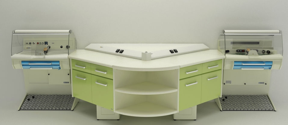 Dental laboratory workstation with footrest - Area 01 - CATO - double