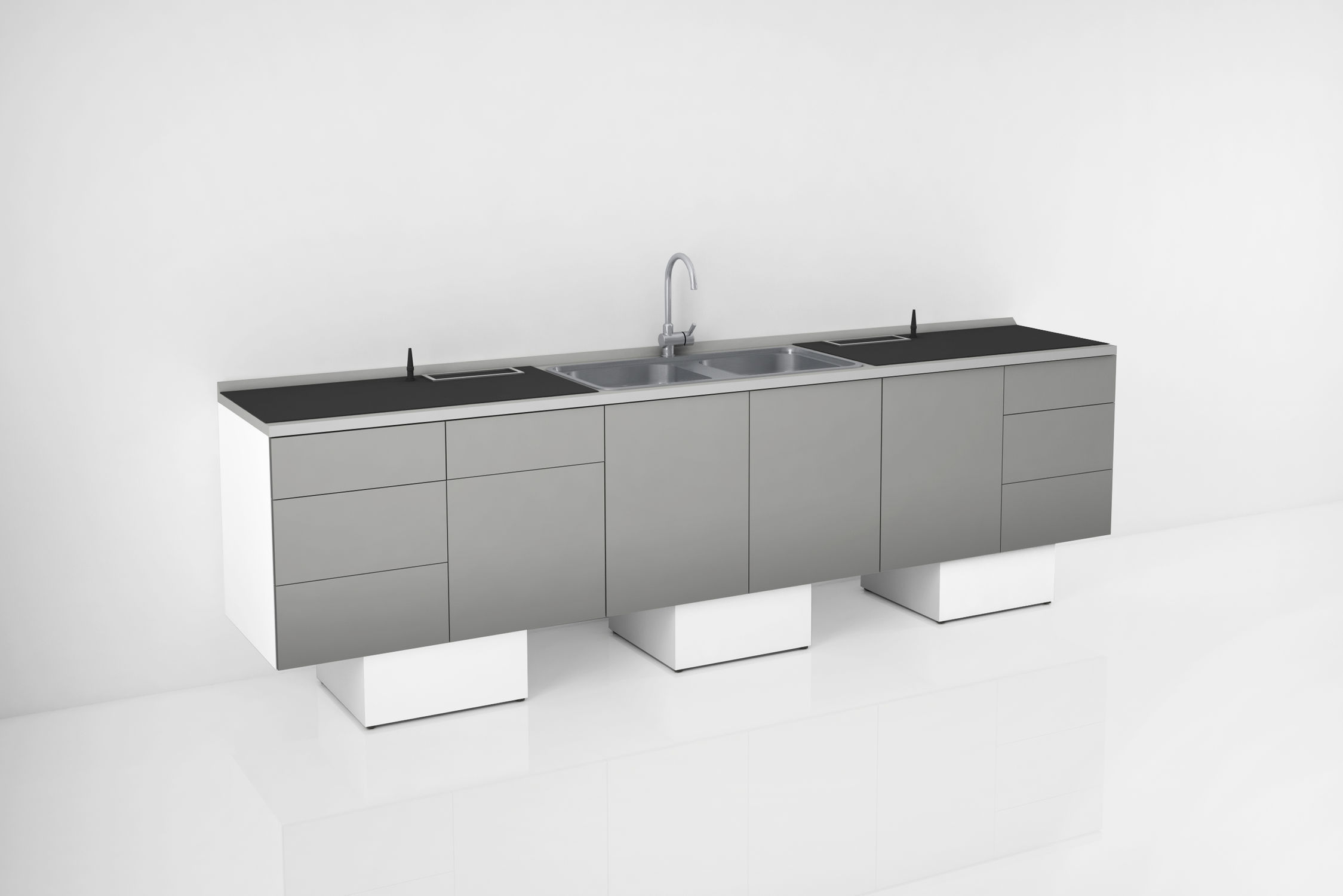 Dental laboratory workstation with sink - COMBY - CATO - with shelves ...