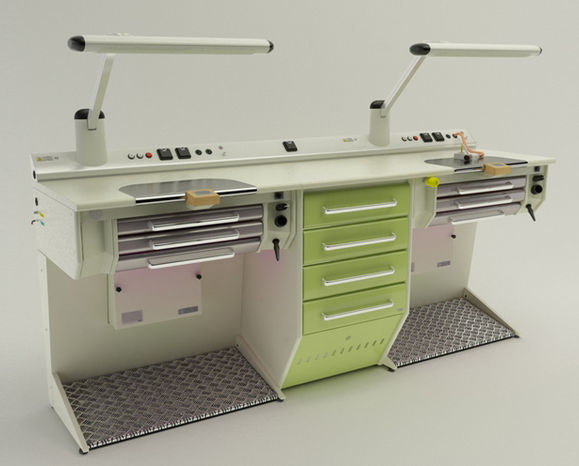 Dental laboratory workstation with footrest - Operativa 6 - CATO - double