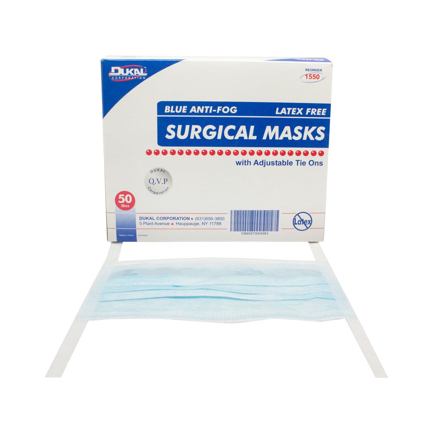 Level 1 surgical mask - 1550 - Dukal Corporation - box of 50 / blue / 3-ply