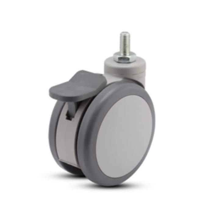 Rubber wheel - TWIN-MED - MEDCASTER - with brake / swiveling