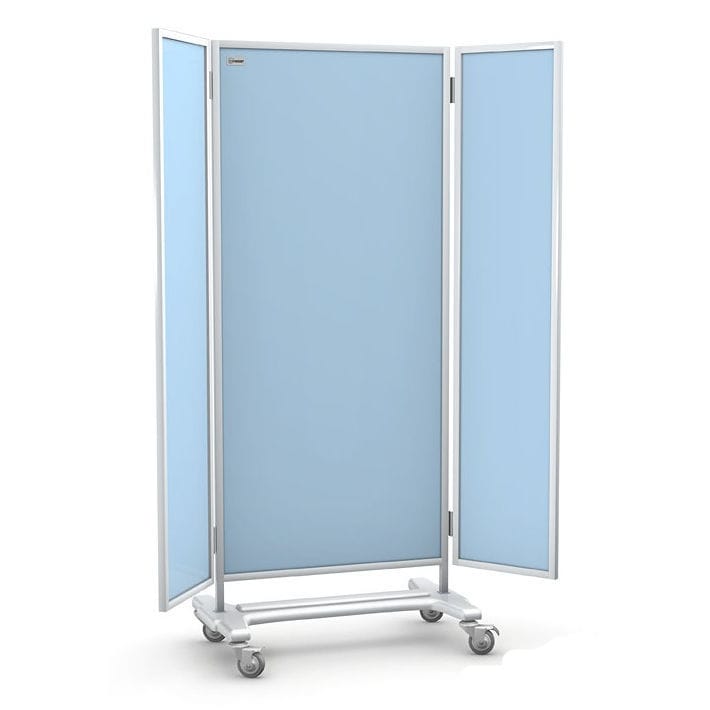 Hospital screen on casters - PM series - TECHMED - 3-panel / aluminum
